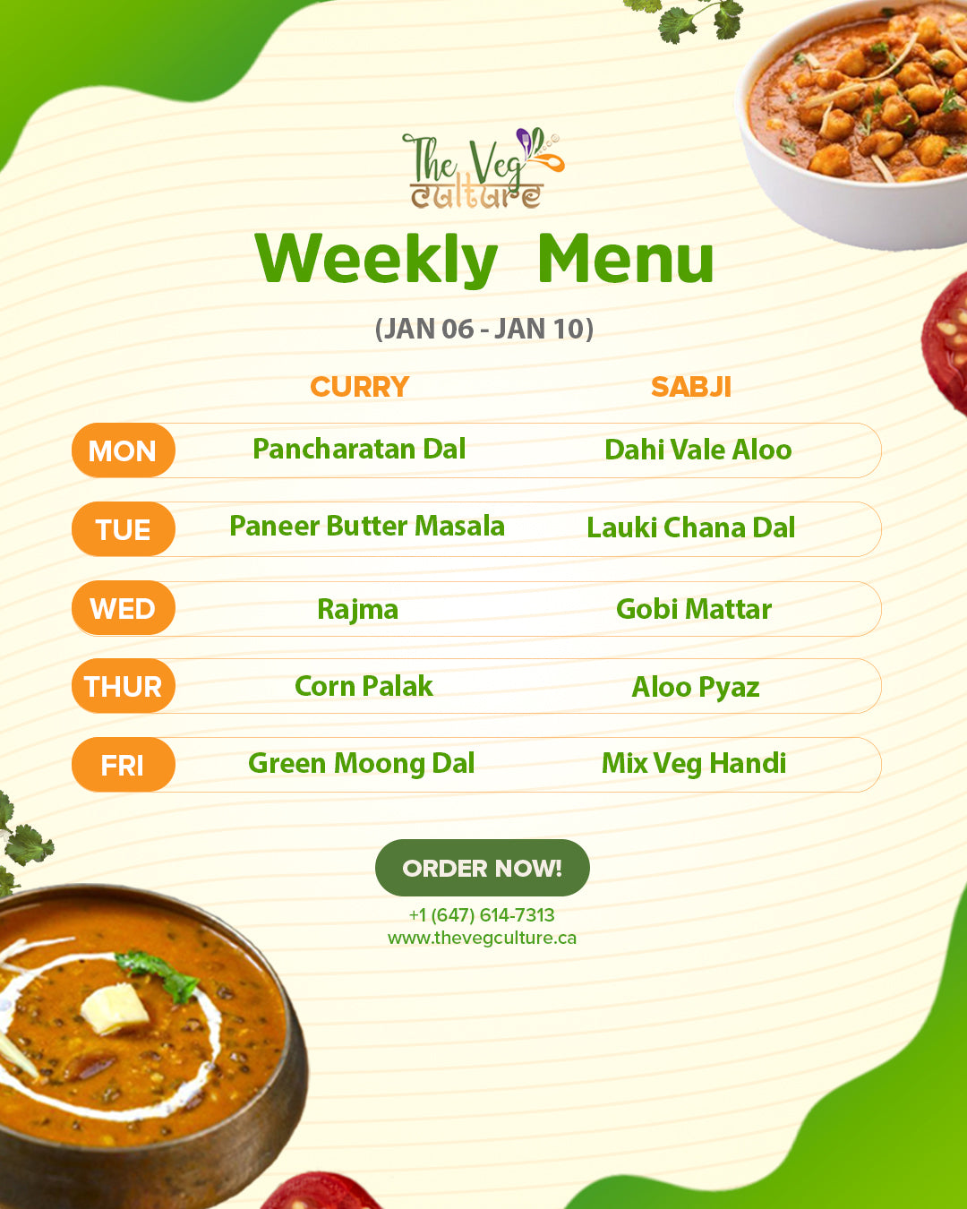 Weekly Menu – The Veg Culture